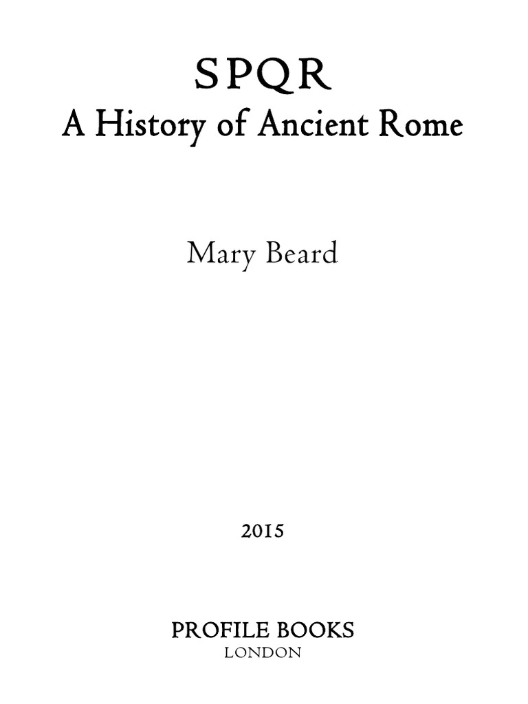 History of Ancient Rome (Mary Beard) 1 | PDF | History