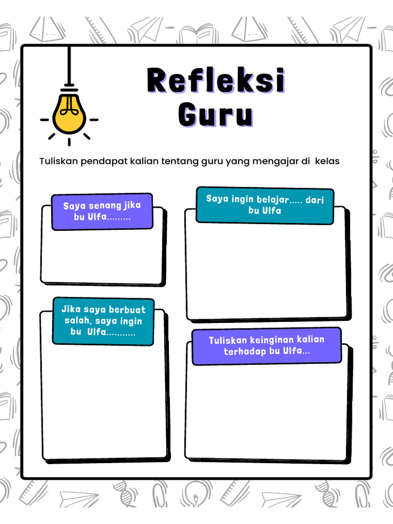 End of Year Reflection Worksheet in Purple Teal Illustrative Style | PDF