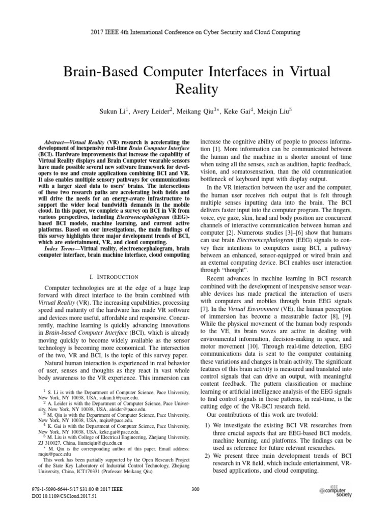 Brain-Computer Interfaces in VR | PDF | Support Vector Machine ...