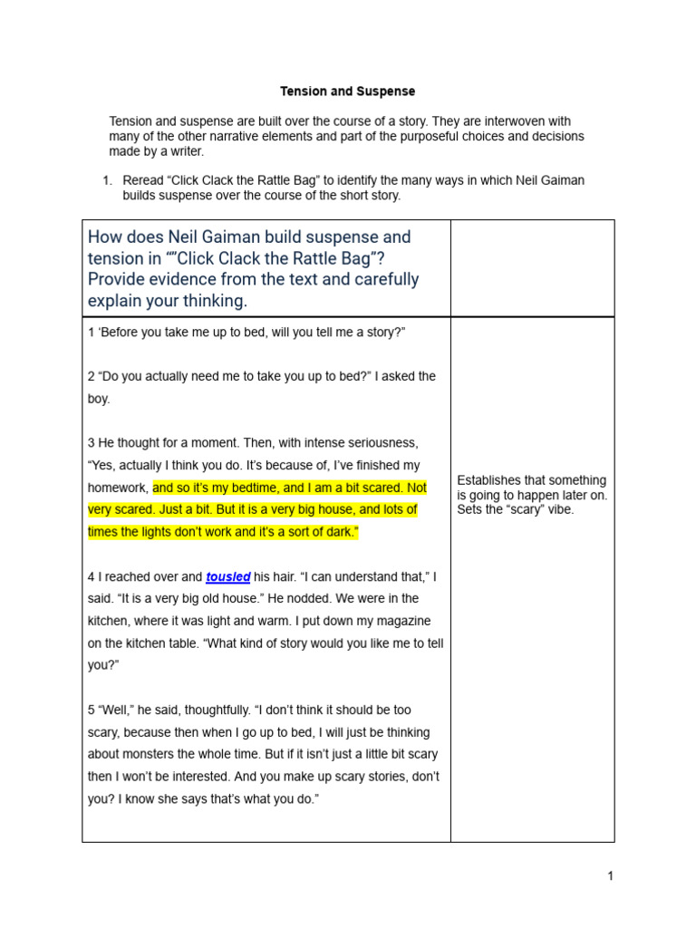 Click Clack The Rattlebag & Annotations For Tension & Suspense | PDF ...