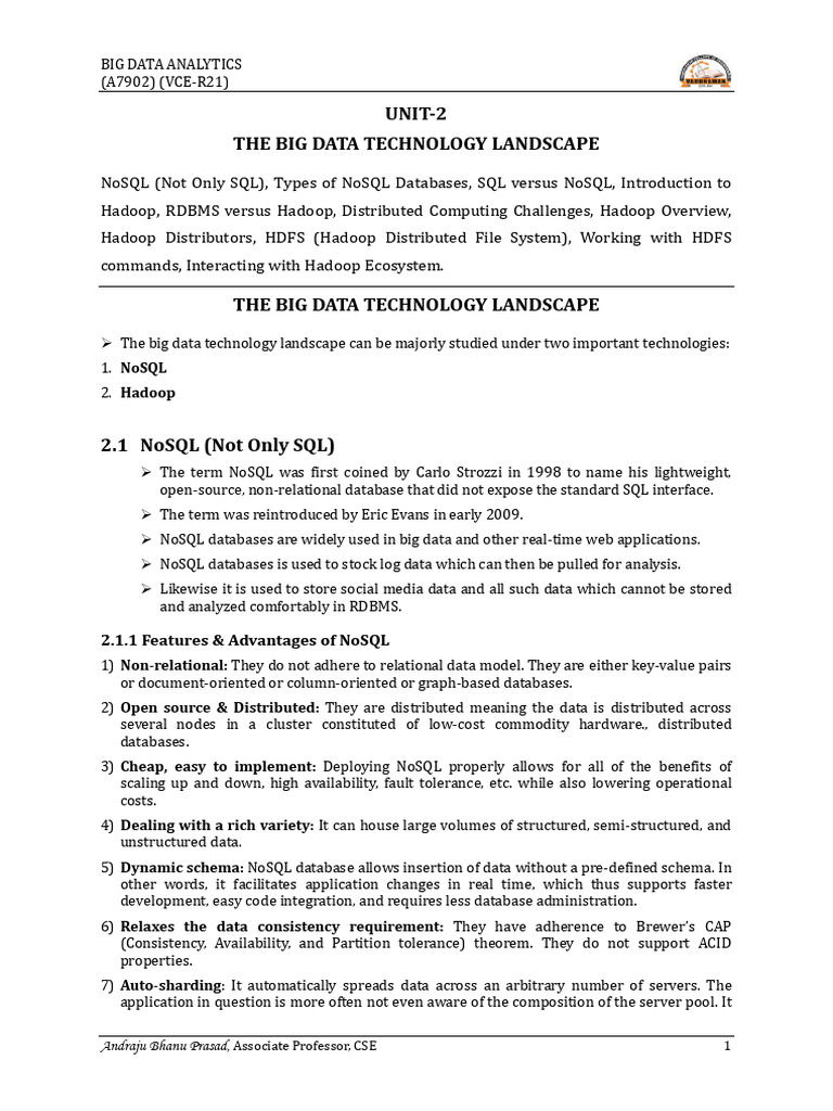 2 Big Data Analytics-Hadoop R21 A7902 ABP | PDF | Apache Hadoop | No Sql