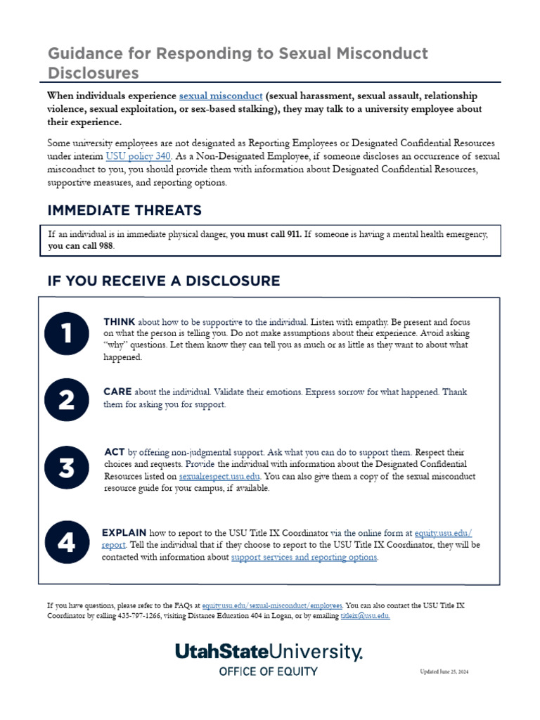 Responding to Sexual Misconduct Disclosures | PDF | Title Ix | Aggression