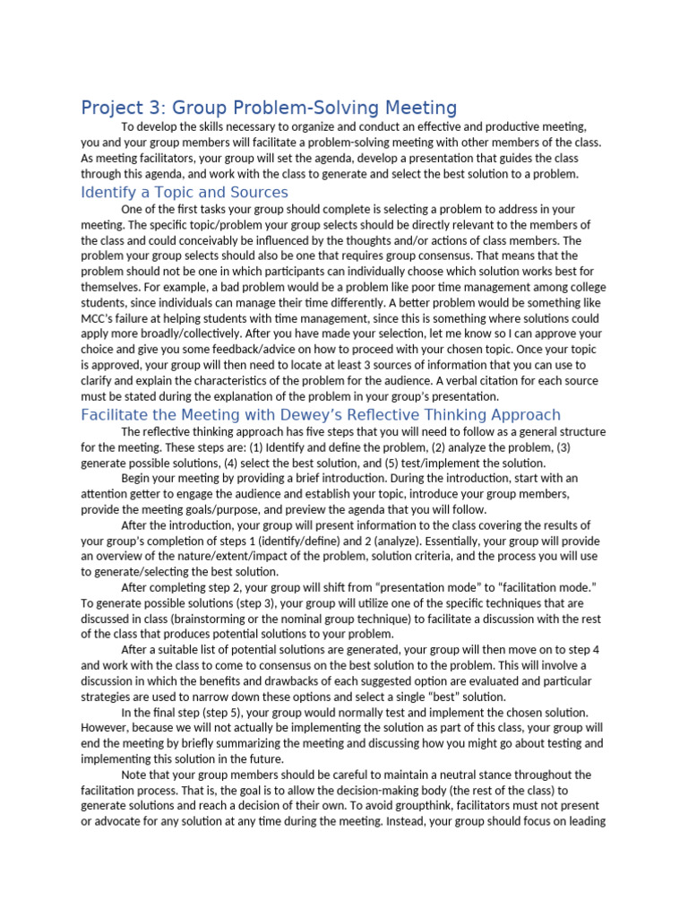 Project 3 Assignment Sheet - Meeting (F2F) | PDF | Rubric (Academic) | Decision Making