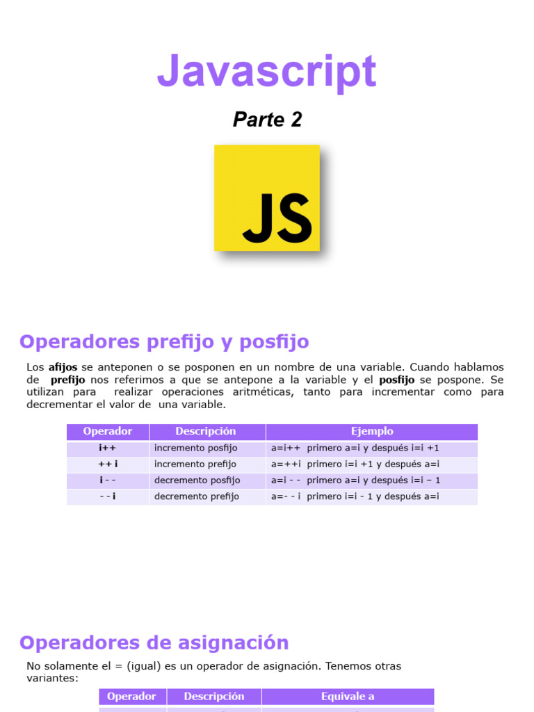 Guía de Operadores y Control JS | PDF