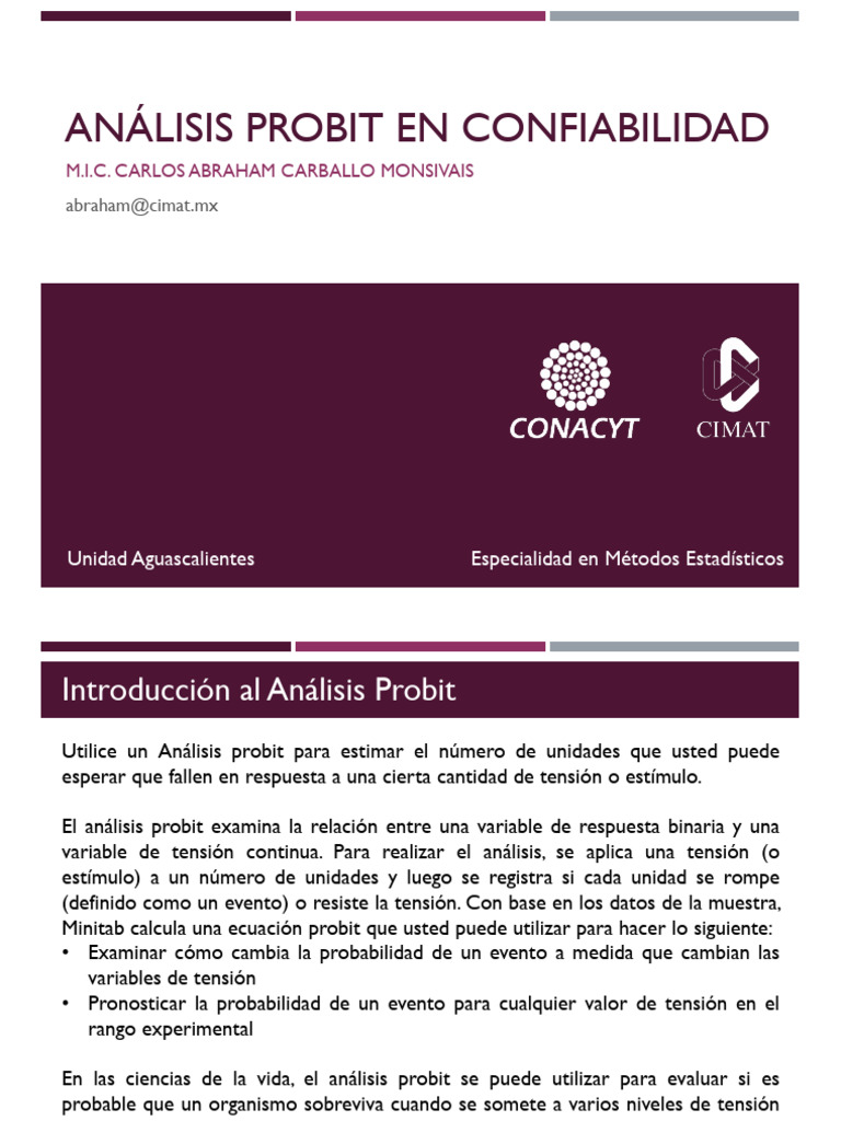 Análisis Probit en Confiabilidad | PDF | Intervalo de confianza | Teoría estadística