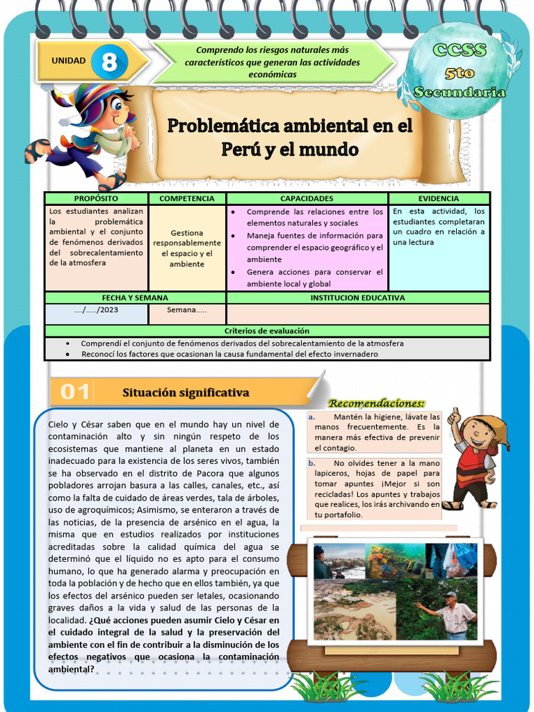 Ficha de Actividad Ccss 5to-Semana 1 Uni 8 | PDF | Gases de efecto ...