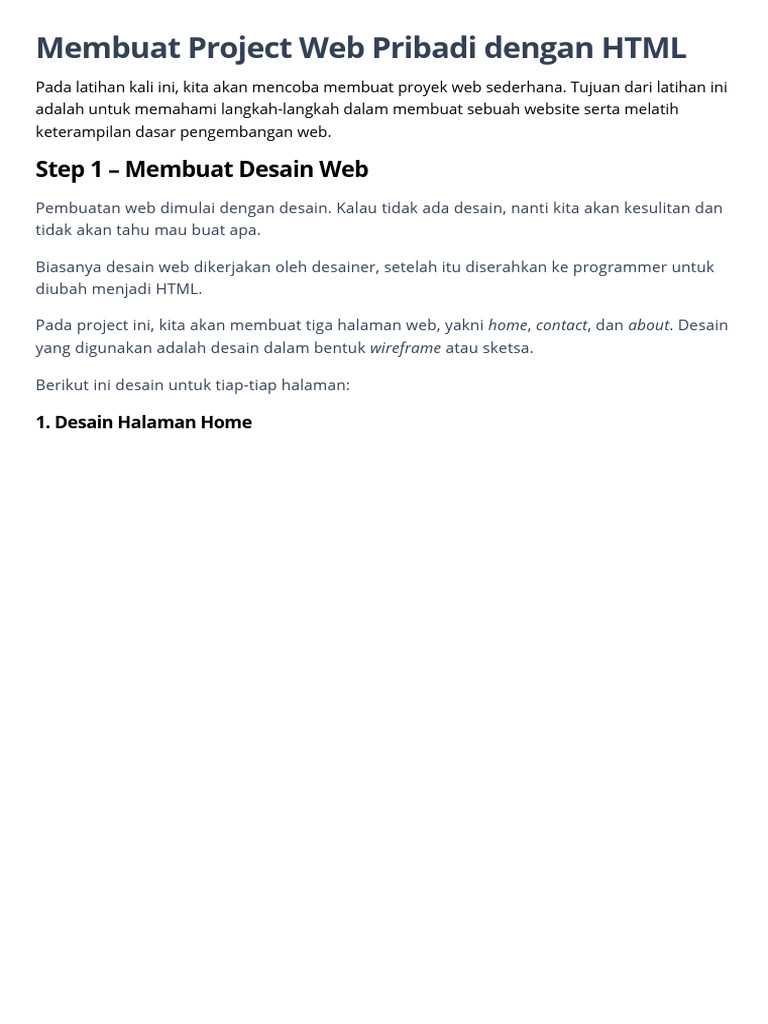 Membuat Project Web Pribadi Dengan HTML | PDF