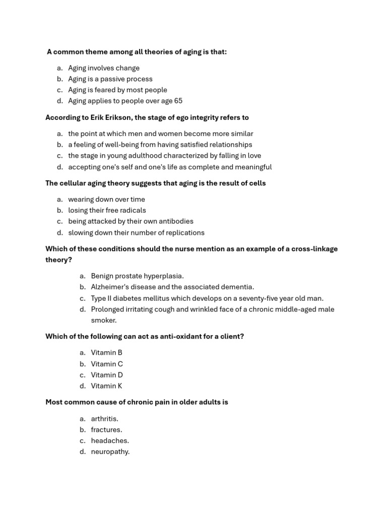 Gerontology Practice Paper 1 | PDF | Cost Of Living | Ageing