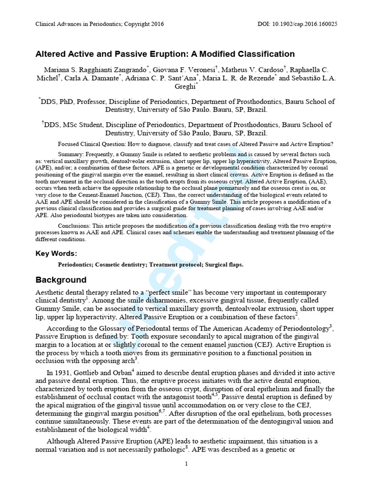 Altered Apassive and Active Eruption | PDF | Periodontology | Dentistry ...