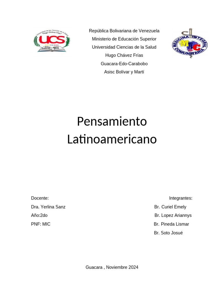 Filosofía del Pensamiento Latinoamericano | PDF | America latina ...