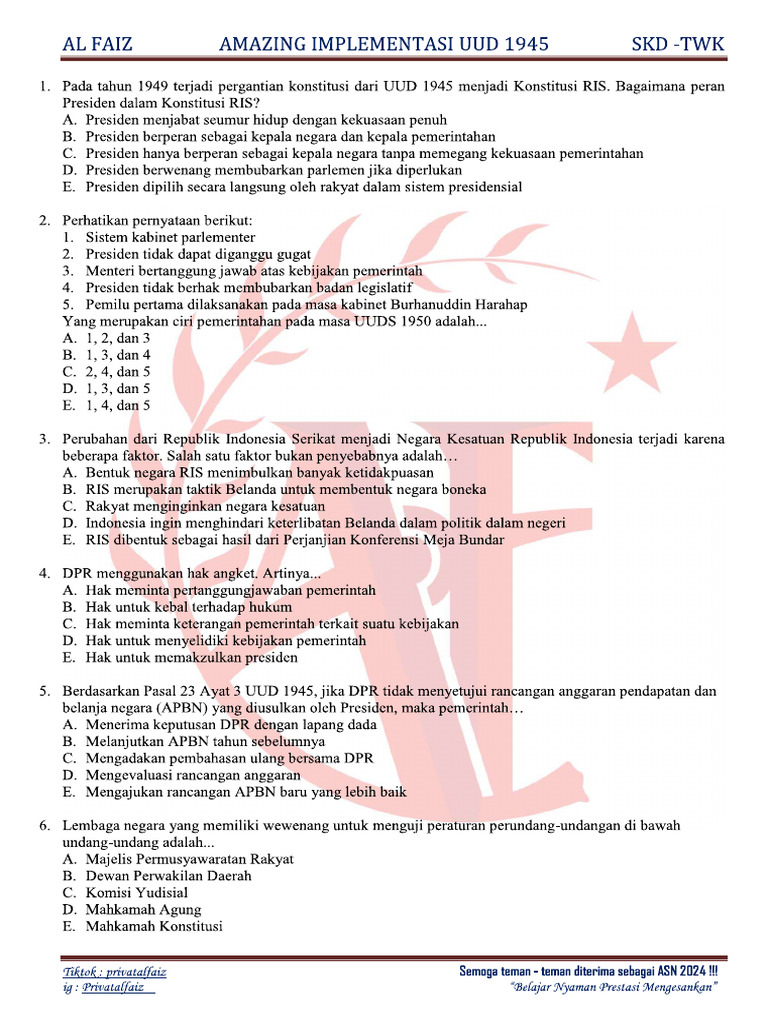 Amazing TWK Implementasi Uud 1945 (Tugas) | PDF