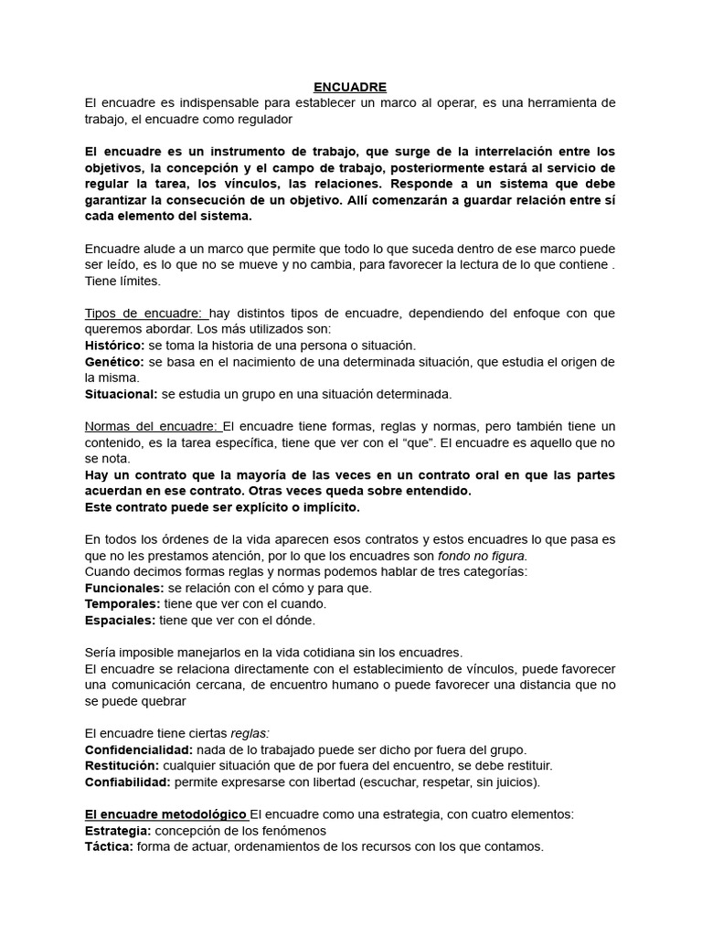 Importancia del Encuadre en Procesos Terapéuticos | PDF | Mente ...
