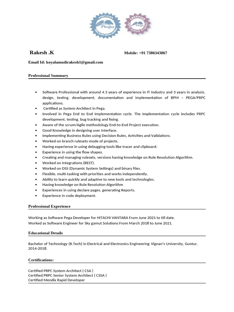 Rakesh Resume | PDF | Software | Workflow