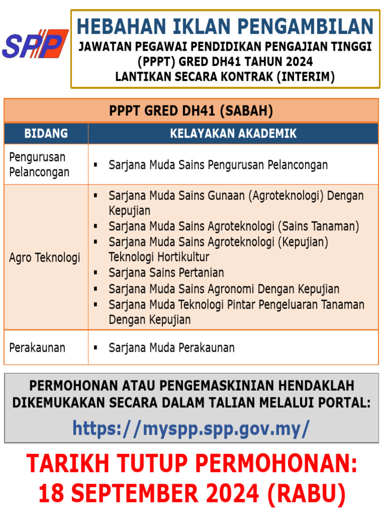 Iklan PPPT DH41 Sabah 2024 | PDF