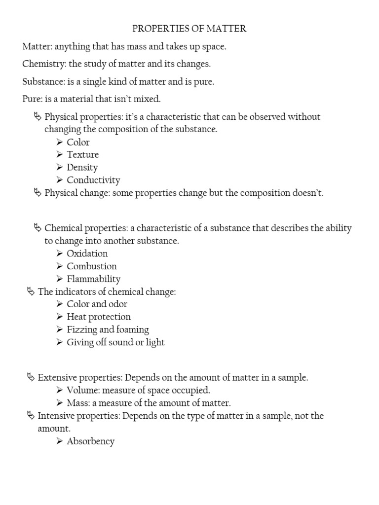 Properties and Changes of Matter | PDF | Mixture | Chemical Substances
