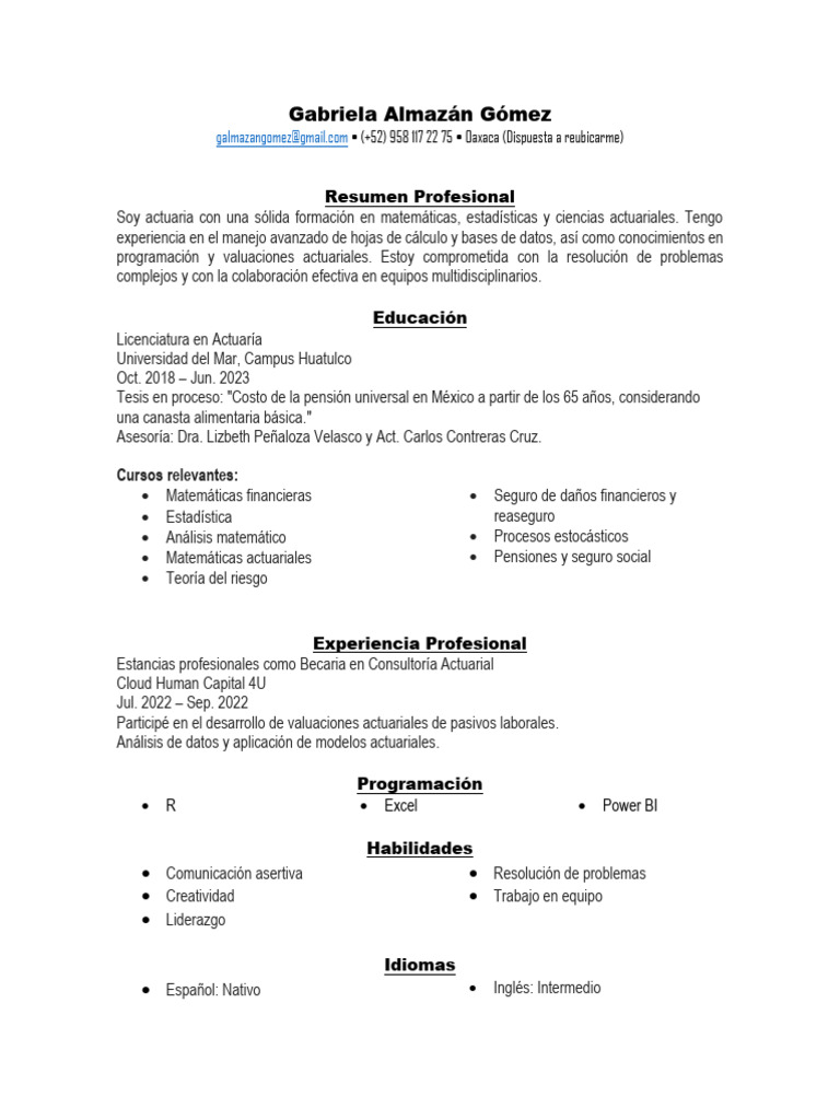 Gabriela Almazán Gómez - CV | PDF