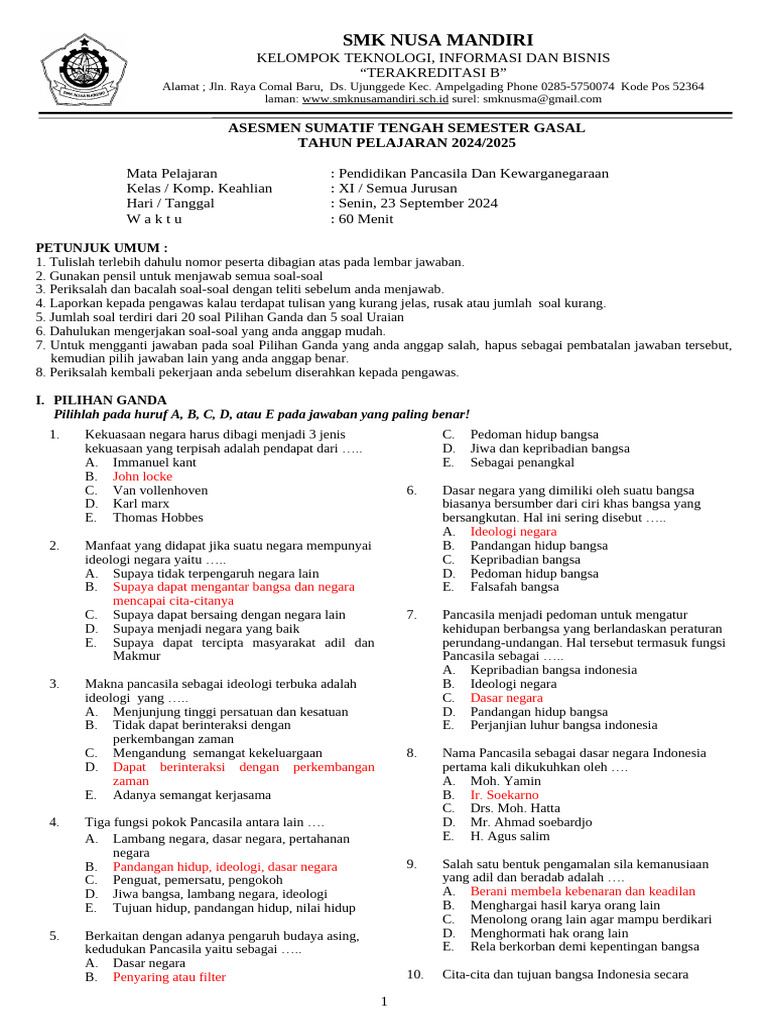 Soal Asts 2024 | PDF | Sejarah