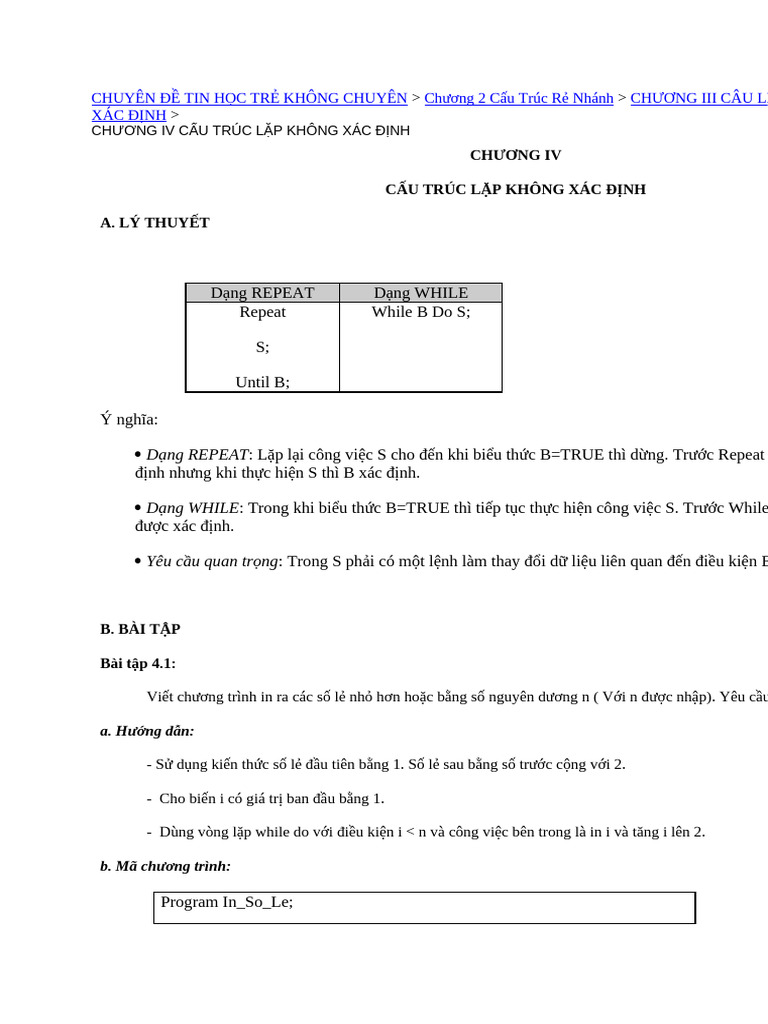 Cau Truc Lap Khong Xac Dinh | PDF