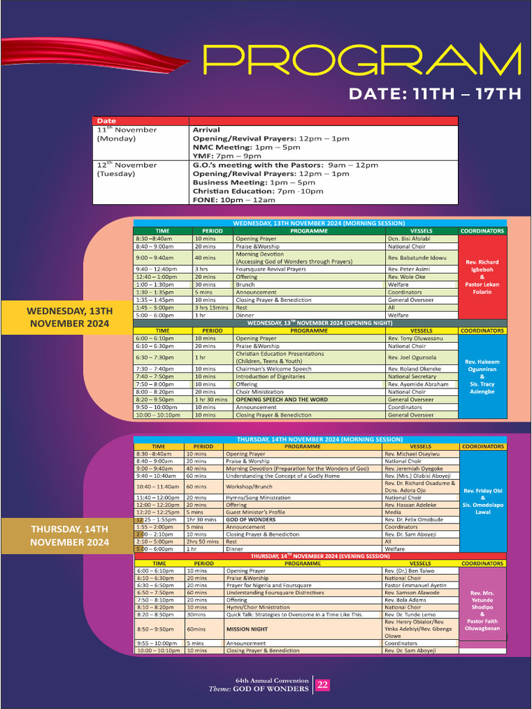 2024 FGC National Convention Program Matrix. | PDF
