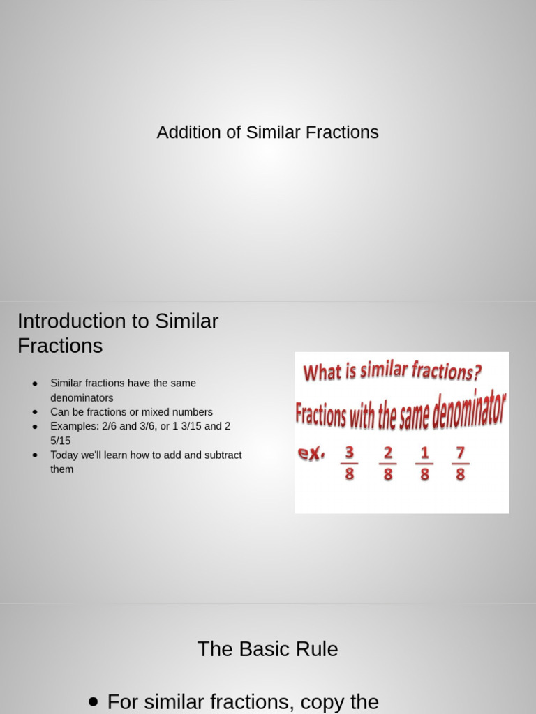 Adding Similar Fractions Guide | PDF | Career & Growth