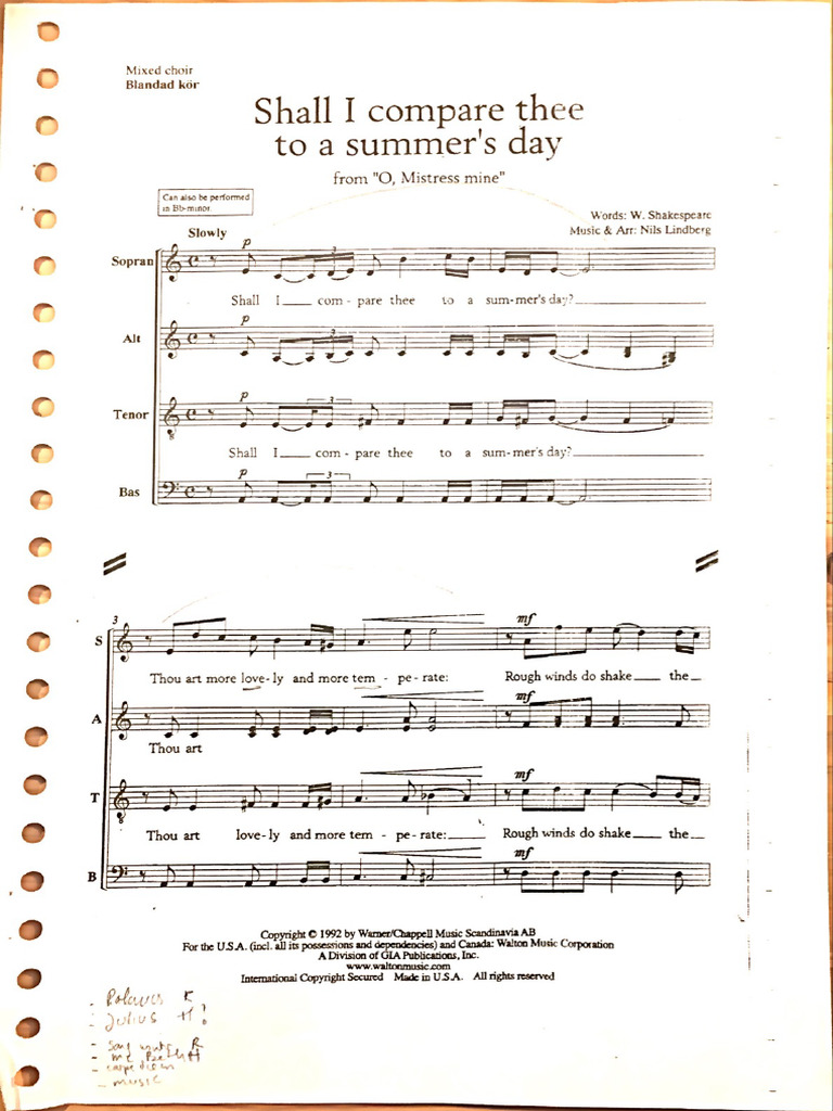 Shall I Compare Thee To A Summers Day | PDF