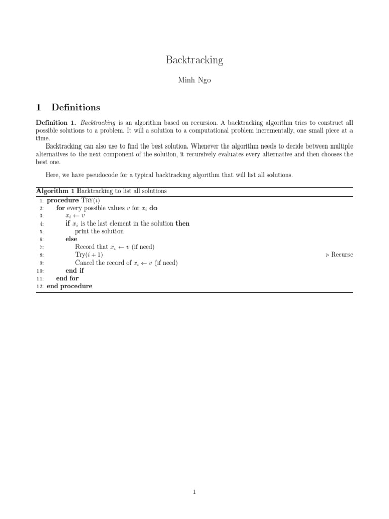 Backtracking notes | PDF | Algorithms | Mathematics Backtracking notes | PDF | Algorithms | Mathematics