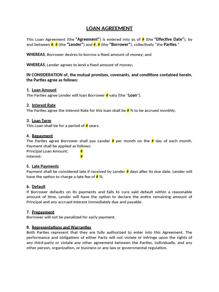 LOAN AGREEMENT | PDF | Loans | Interest