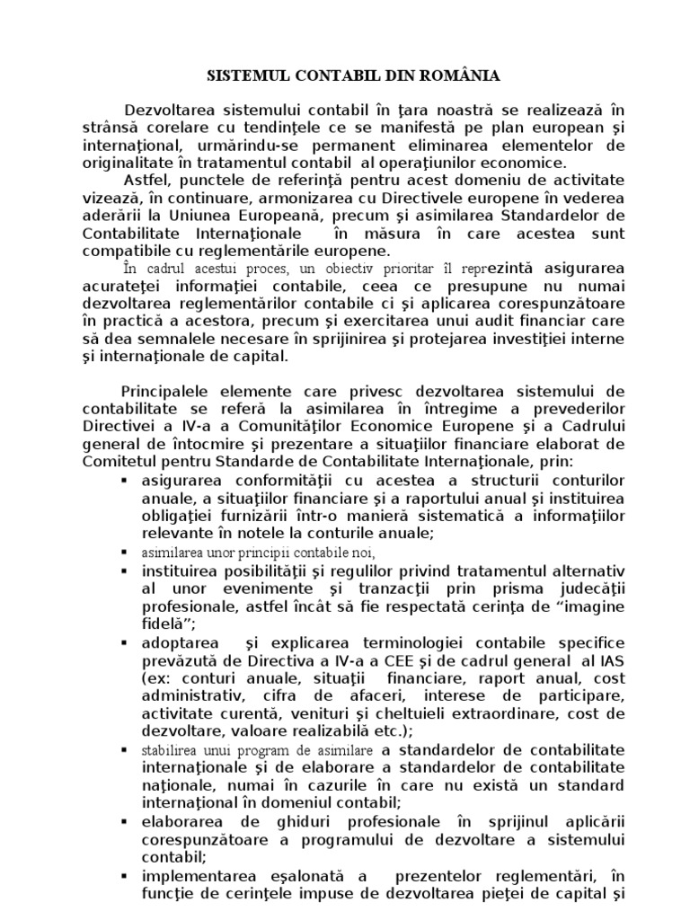 Sistemul Contabil Din Romania | PDF