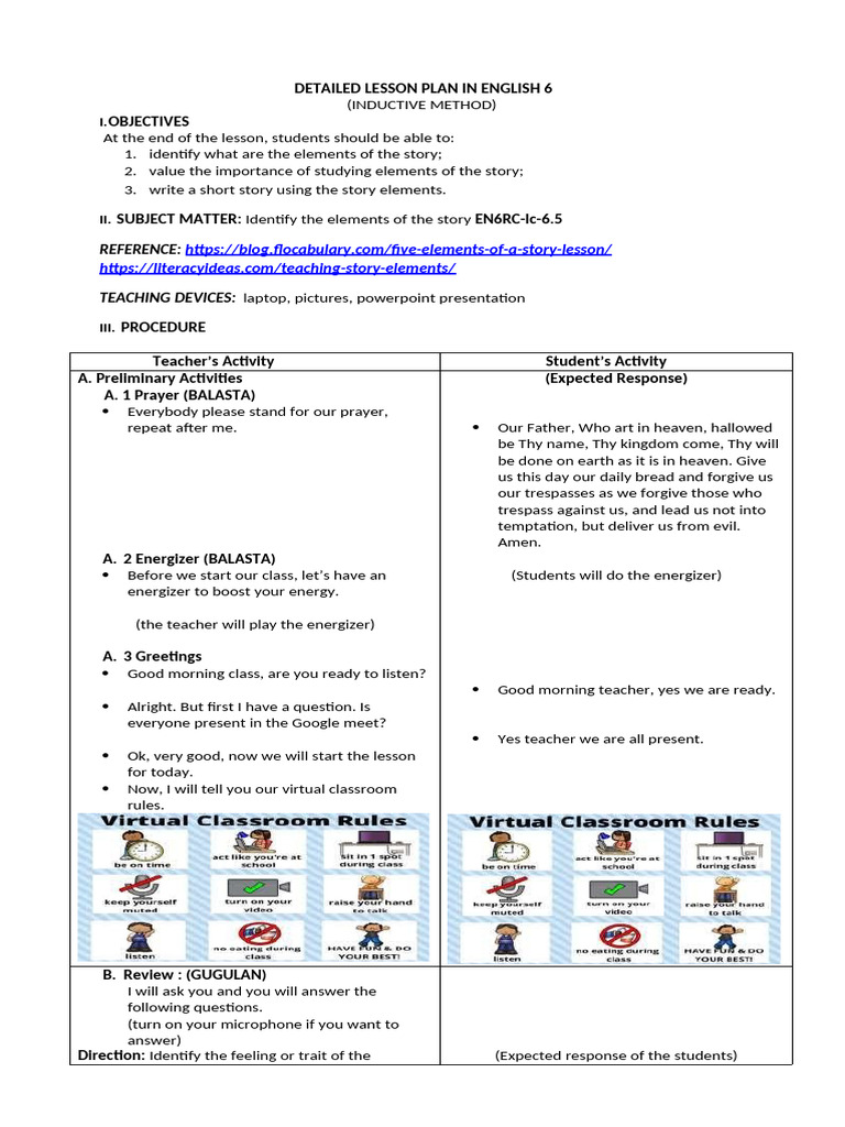 Energizers and Prayer in Lesson Plan | PDF | Lord's Prayer