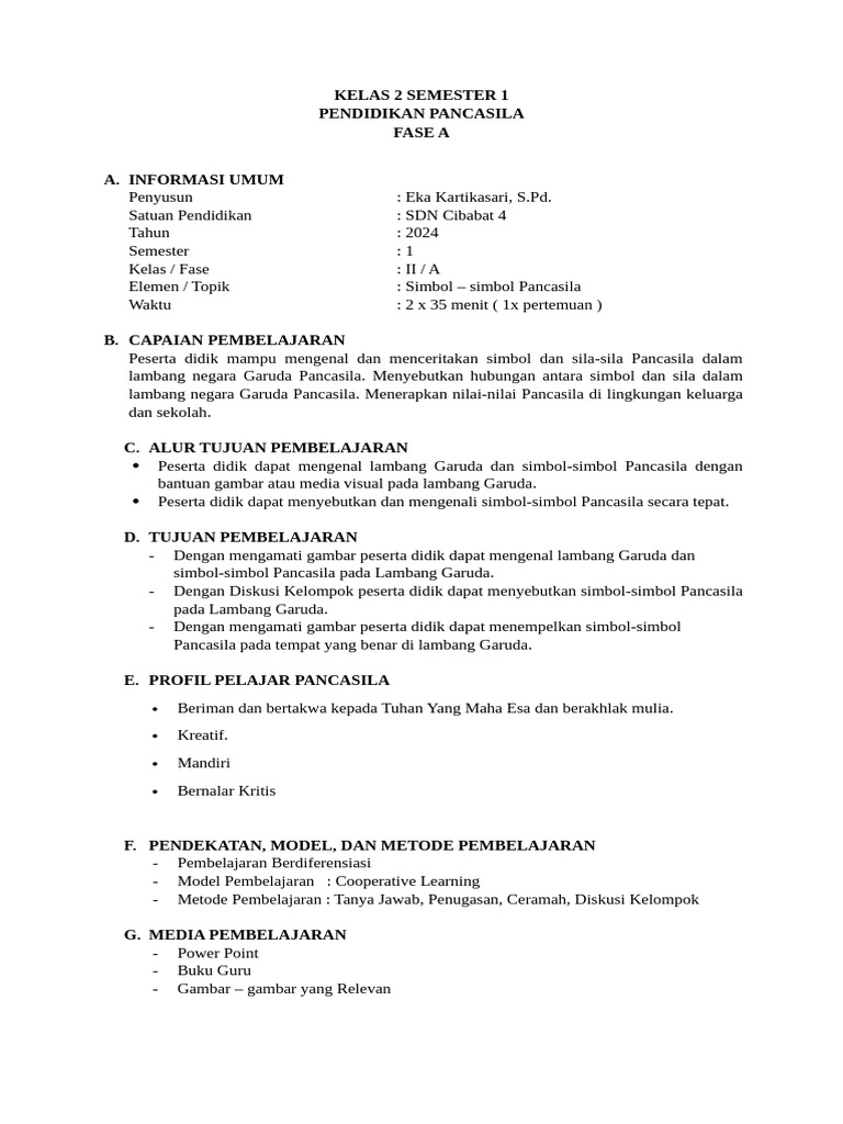 MODUL AJAR Simbol Pancasila | PDF