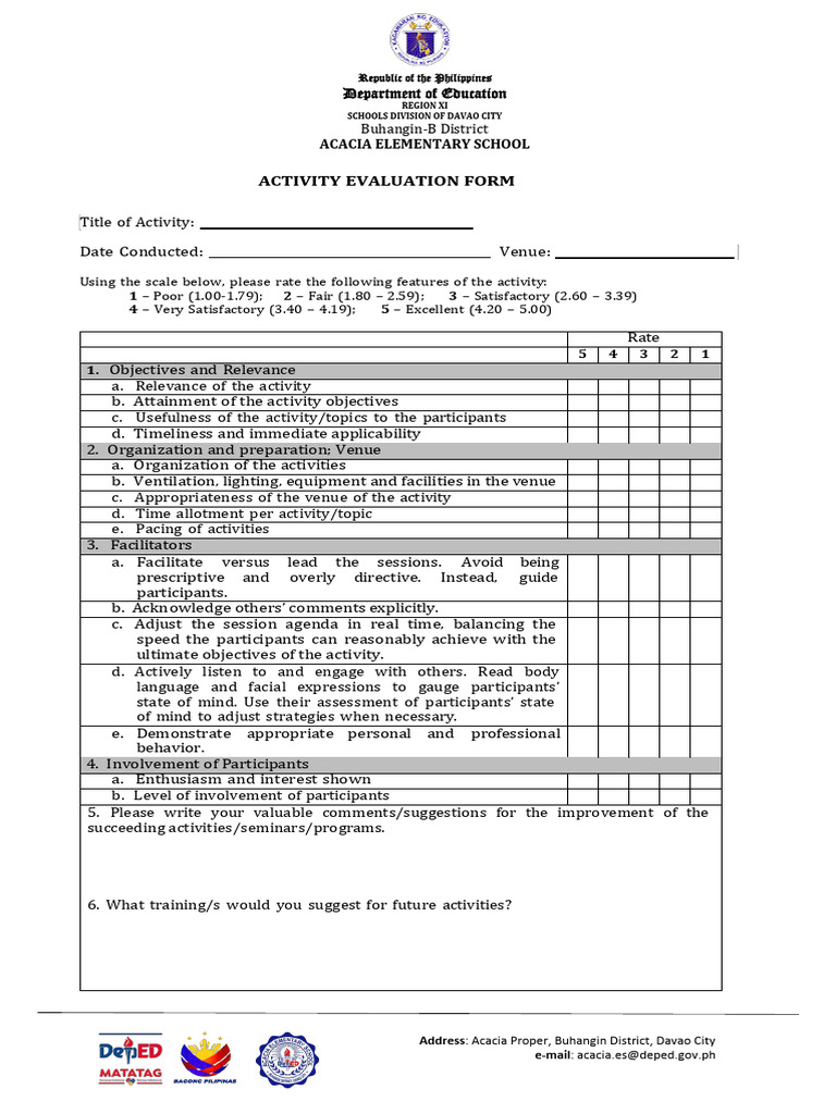 5 - Activity Evaluation Form | PDF | Psychological Concepts | Psychology