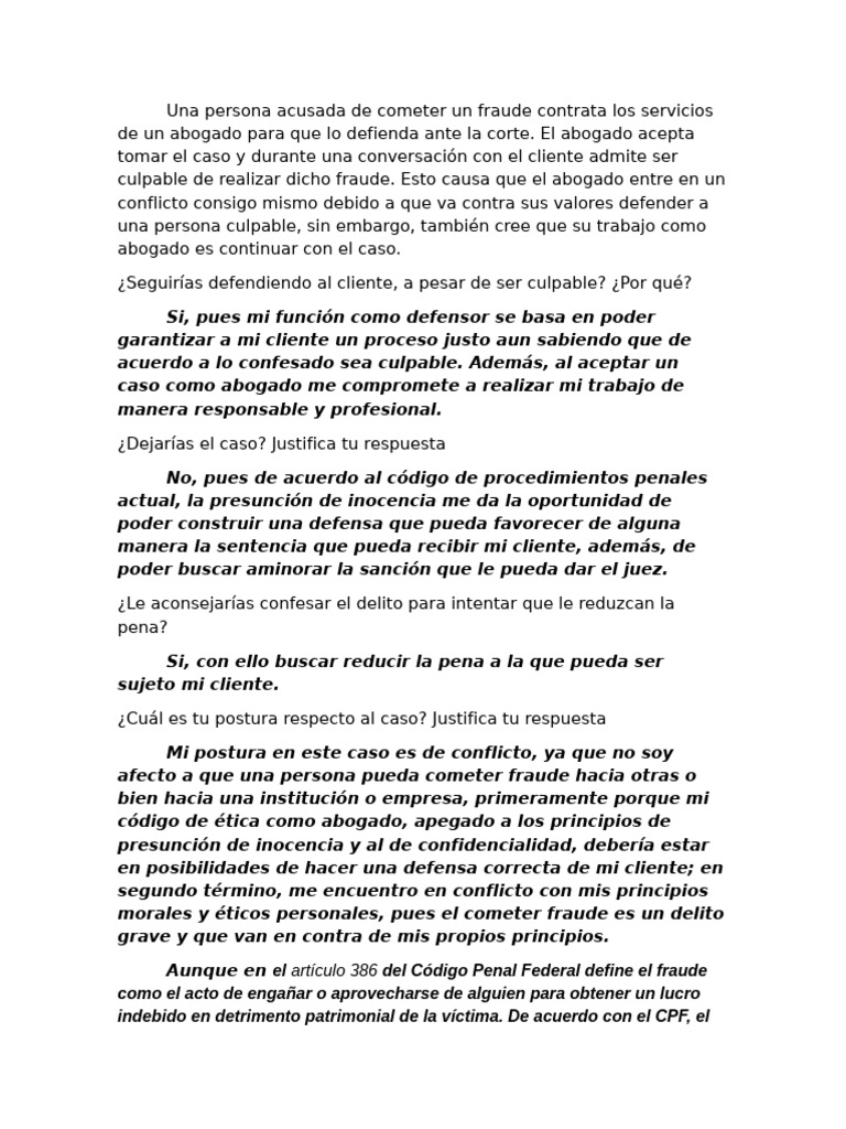 Conflicto Ético en Defensa de Fraude | PDF | Fraude | Abogado