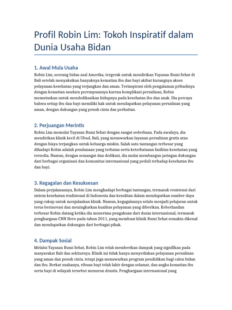 Profil Robin Lim Tokoh Inspiratif Bidan | PDF