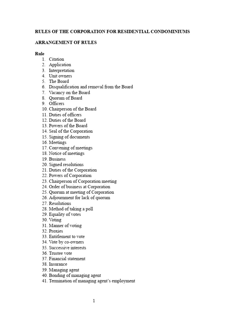 Condominium Corporation Rules Guide | PDF | Condominium | Insurance