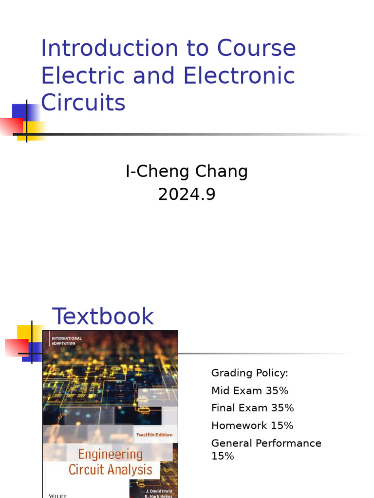 Ch0 - Introduce To EE 2024 | PDF | Electrical Network | Capacitor