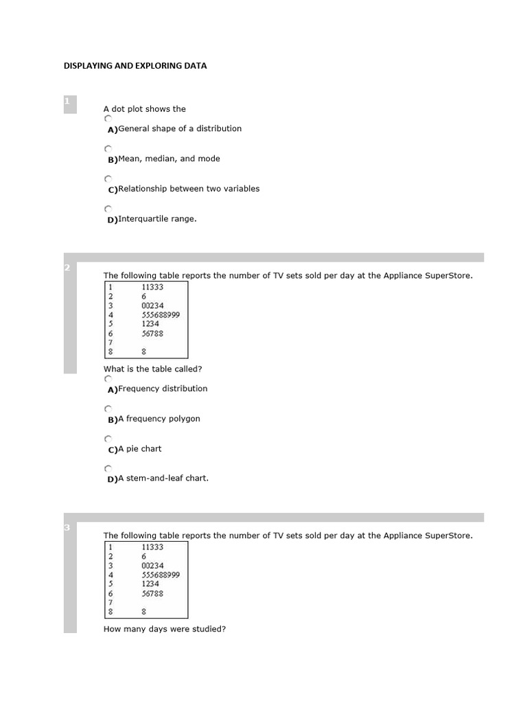 4b-Assignment of Displaying & Exploring Data | PDF | Median | Statistics