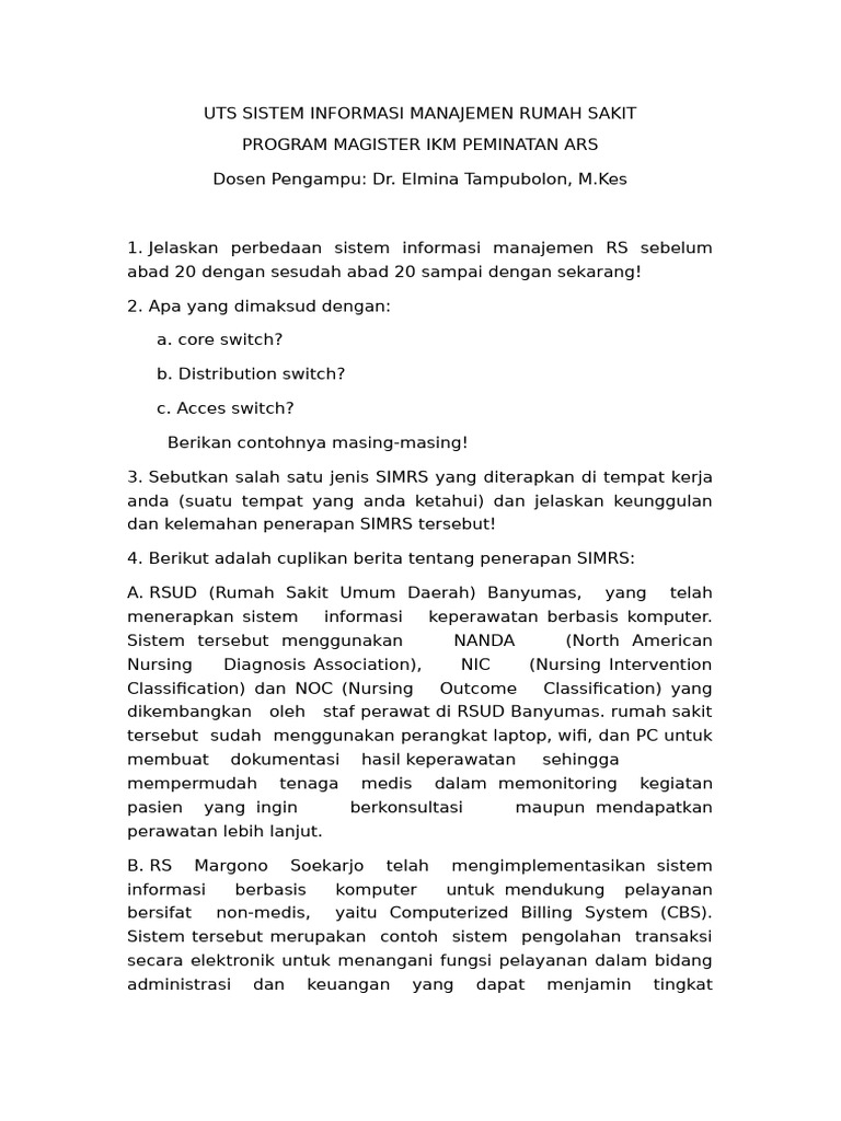 Uts Simrs 2024 | PDF | Komputer