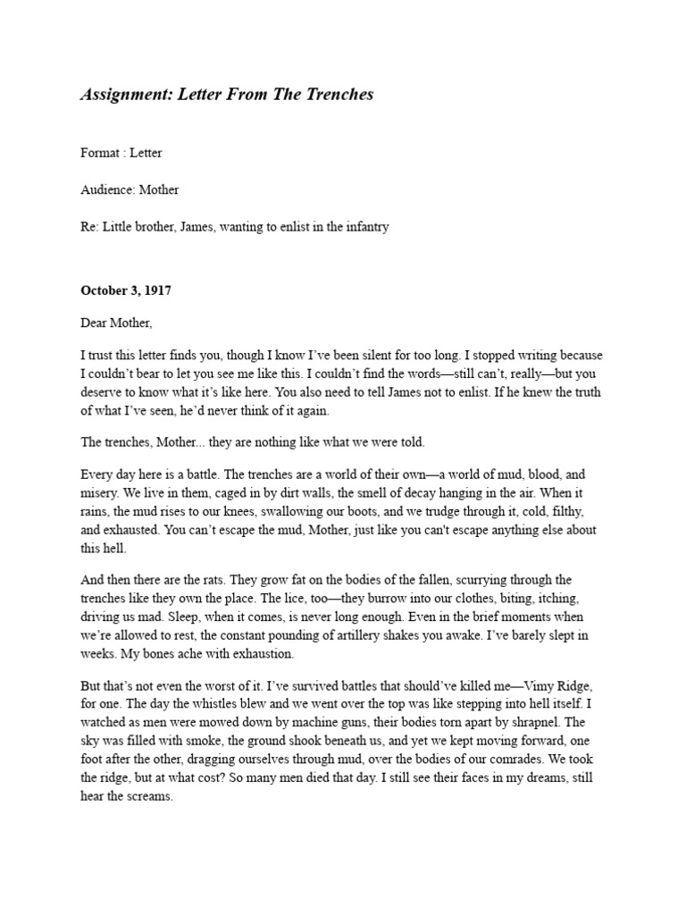 Life in The Trenches Letter | PDF | Art | Mystery, Thriller & Crime Fiction