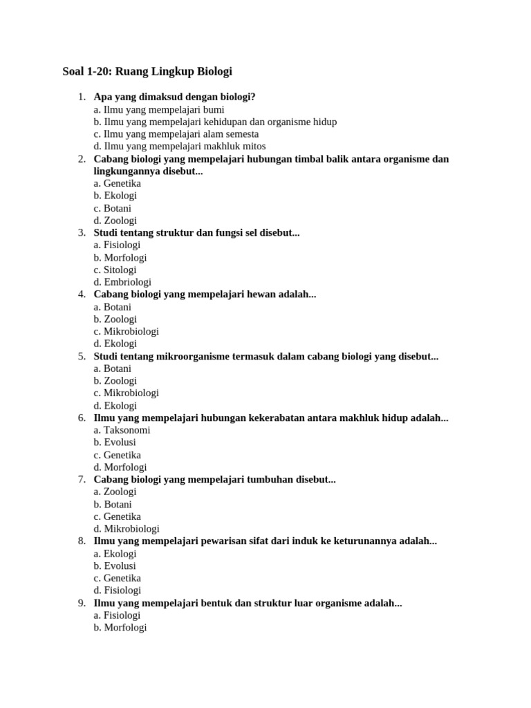 Soal Biologi dan Virus untuk Ujian | PDF