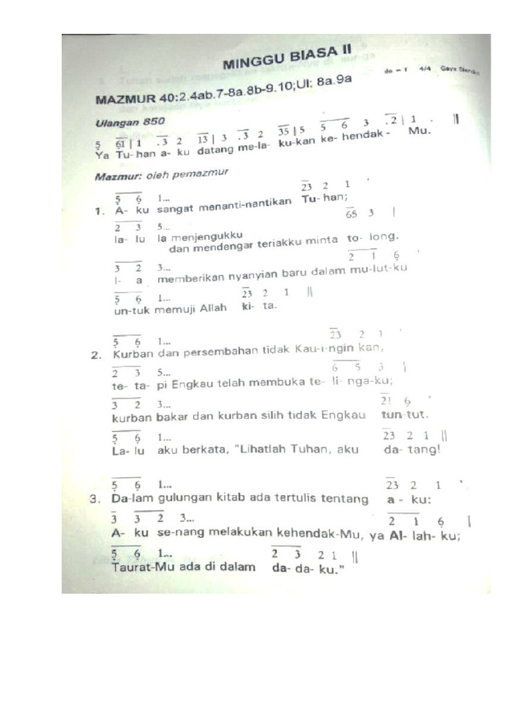 Mazmur (Edisi Lama) Minggu Biasa II (PS 850) | PDF
