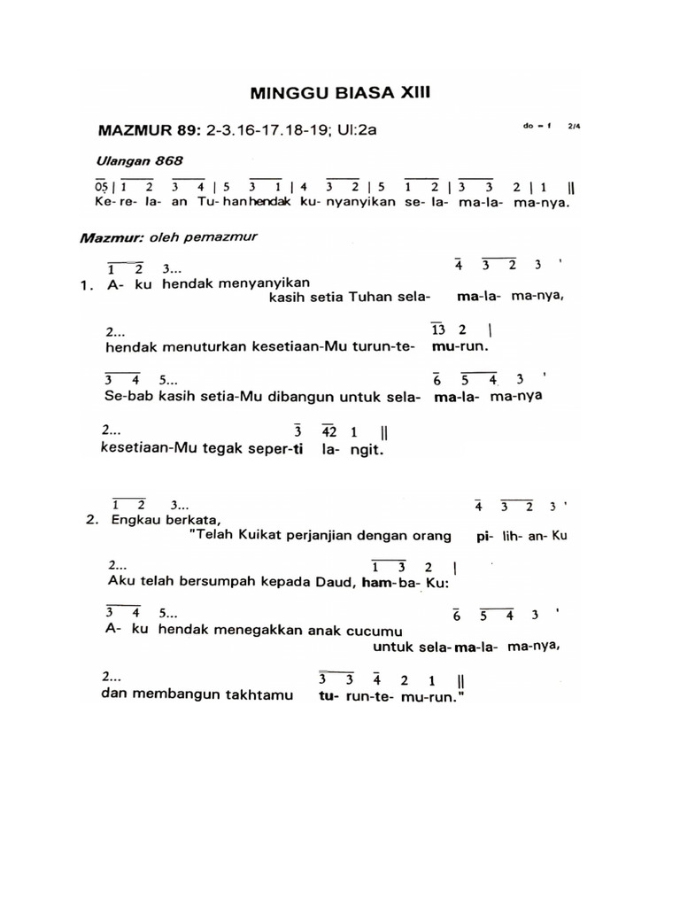 Mazmur Minggu Biasa XIII Tahun A (Edisi Lama) | PDF