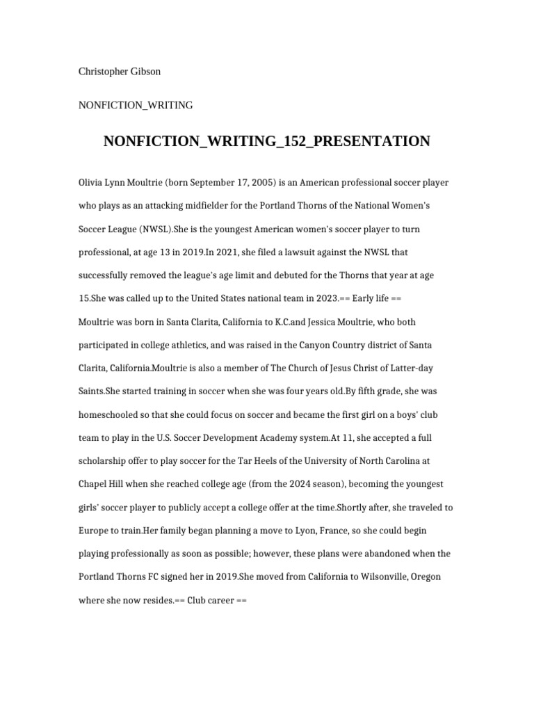 Nonfiction Writing 152 Presentation | PDF | Sports | Association Football