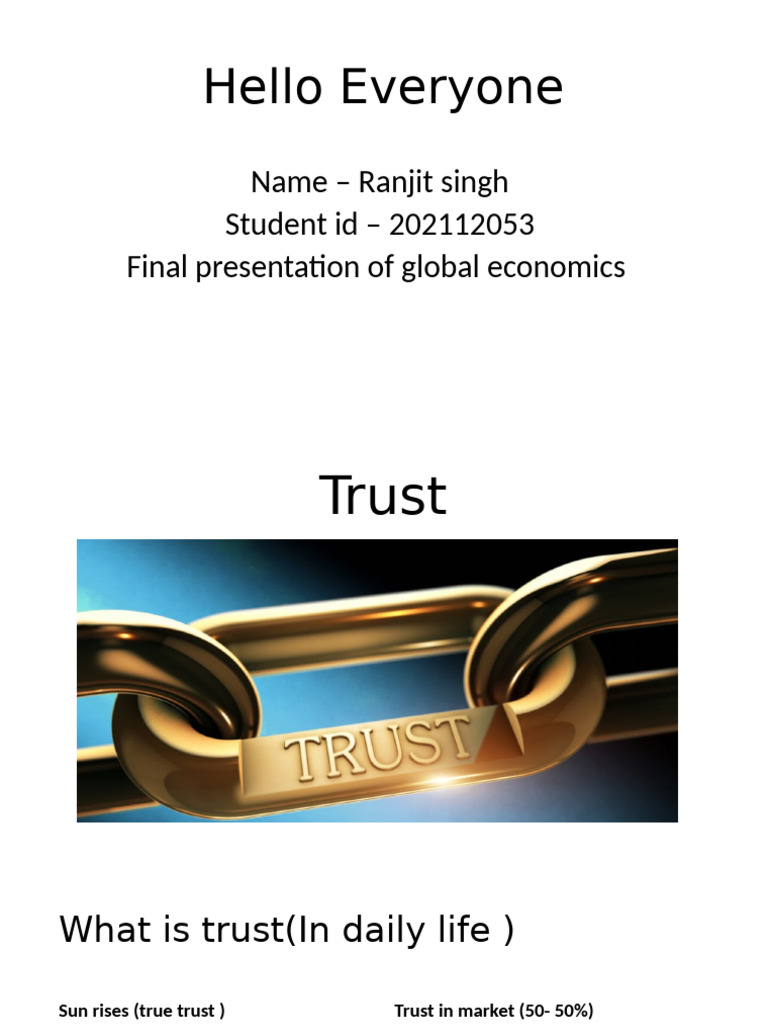 Trust in Economics | PDF | Market (Economics) | Economics
