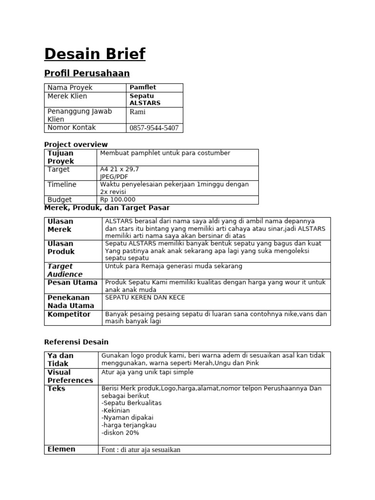 Desain Brief ALDI | PDF