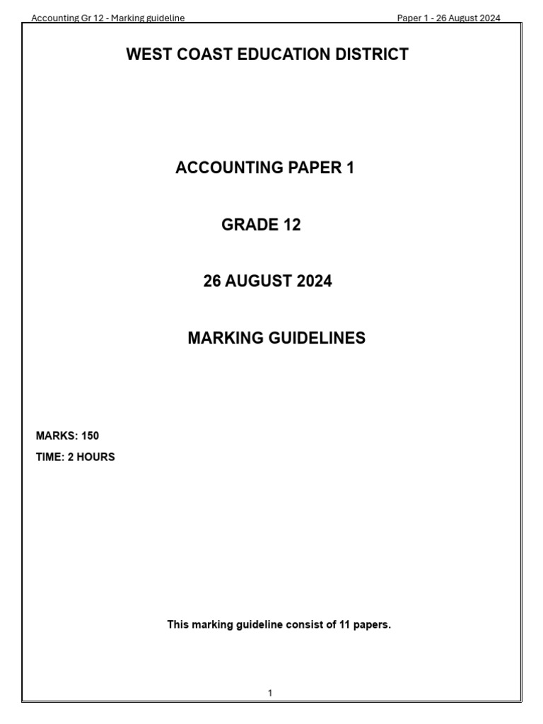 Grade 12 Accounting Exam Guidelines | PDF | Expense | Income