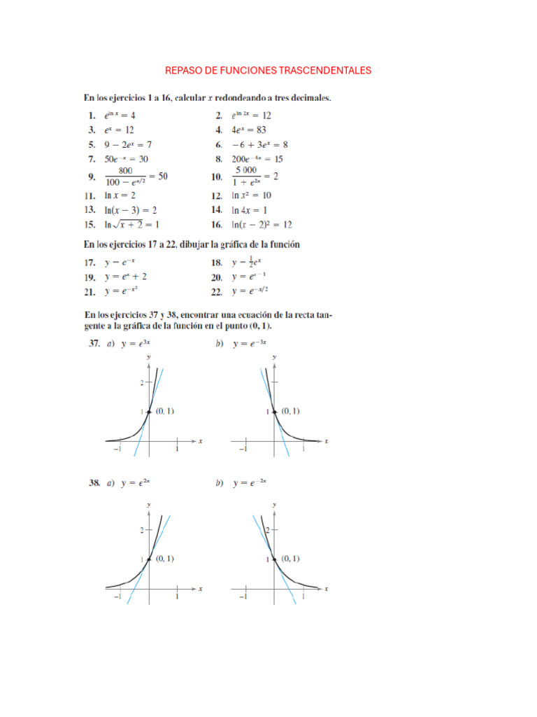 Repaso de Funciones Trascendentales | PDF