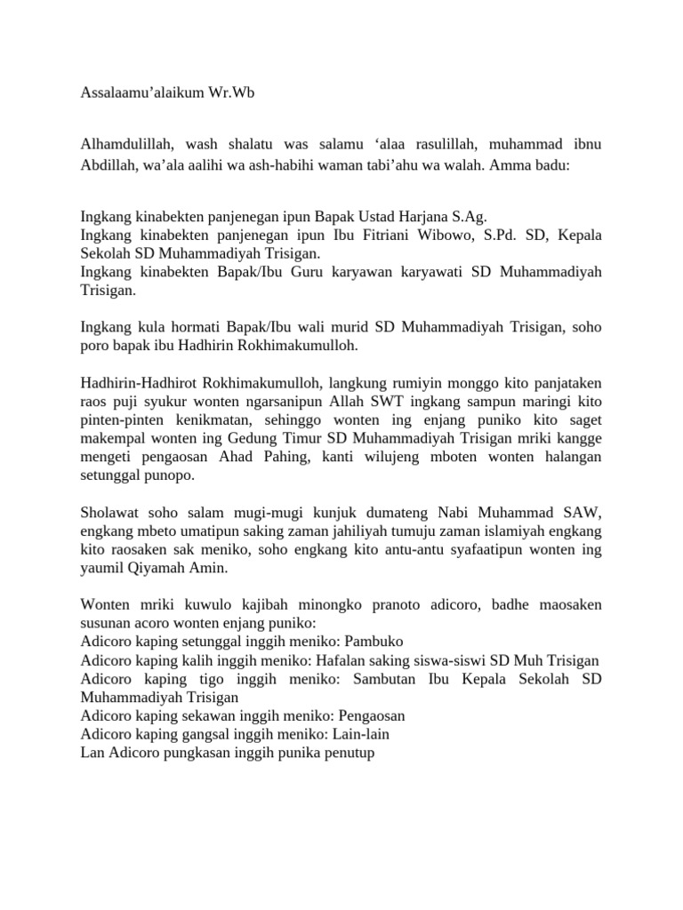 MC Pengajian Ahad | PDF