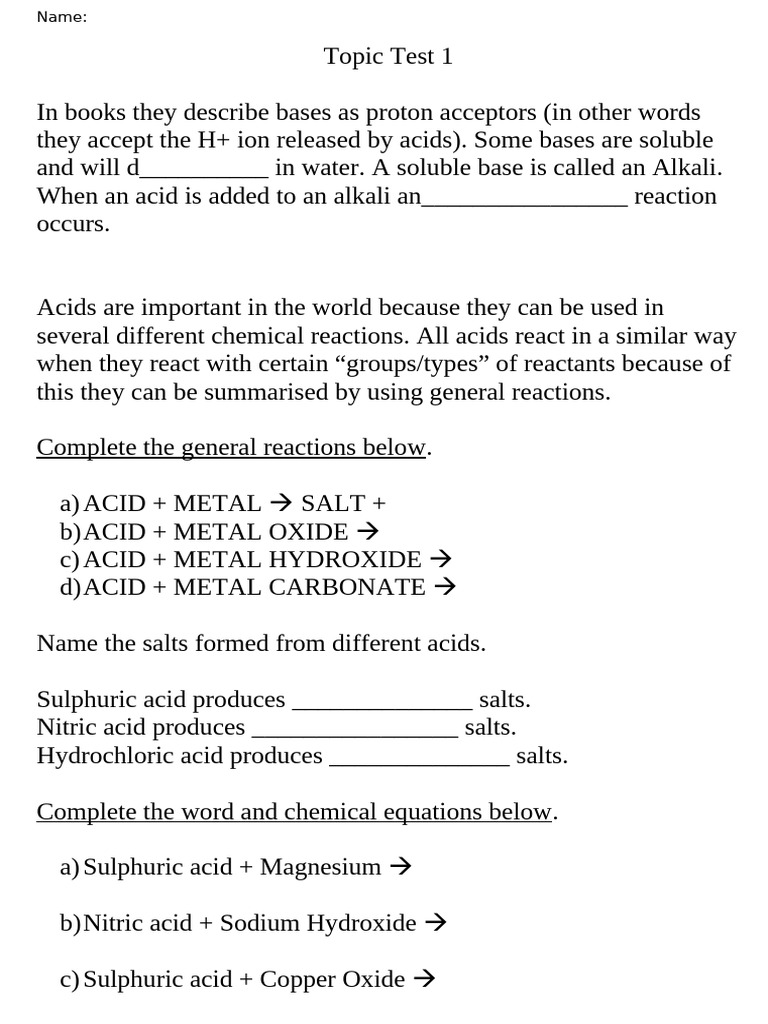 Acid and Base Summary | PDF | Technology & Engineering