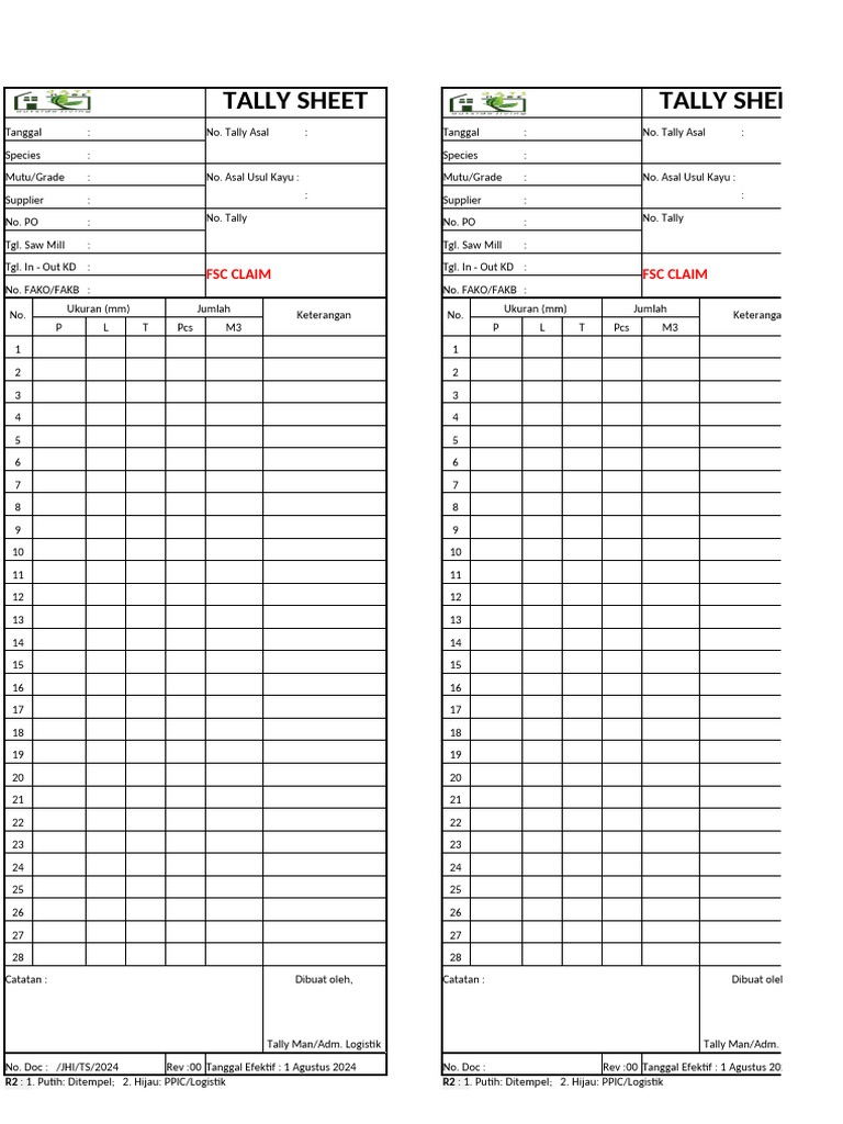 Form Tally Sheet Dan KP3 | PDF