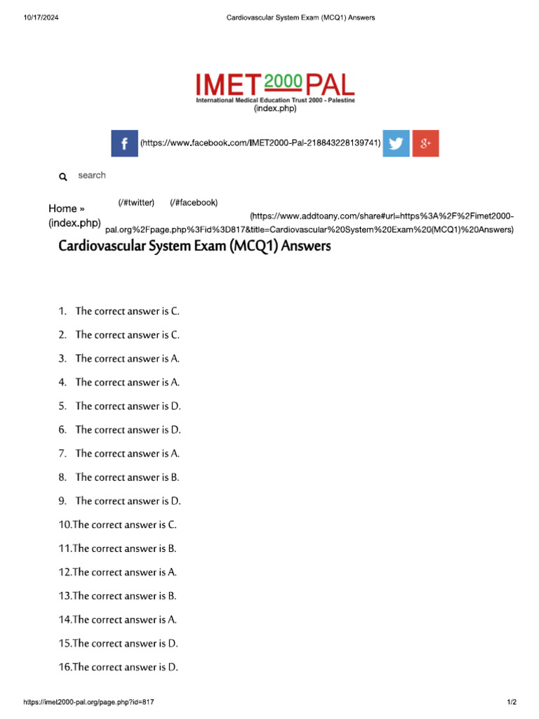 Cardio 2c Answer | PDF